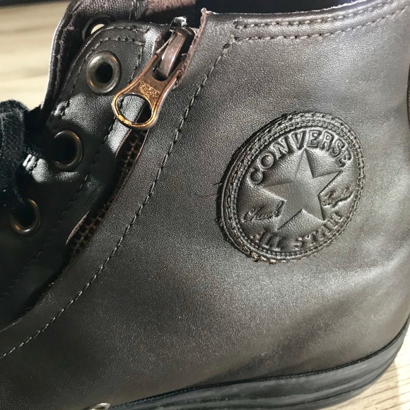 Converse | Shoes | Converse Chuck Taylor Leather Zipper High Tops ...